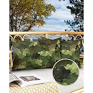 Meet 1998 Throw Pillow Covers 20x12 - Set of 2 Waterproof Pillow Cushion Cases,Camo Pillowcases Decorative Outdoor Pillow Cover for Sofa Couch Bedroom