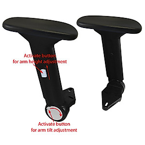 Height Adjustable Office Chair Armrest w/Arm Pads (Pair) S4761-K - Replacement Arms