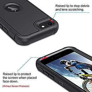 BENTOBEN iPhone SE 2022 Case, iPhone SE 2020 Case, Heavy Duty [3 Layers] Shockproof Full Body Rugged Hybrid Case for iPhone SE 3rd/2nd Generation 4.7" with Kickstand Belt Clip Holster Cover, Black