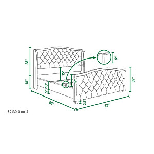 Jennifer Taylor Home Marcella Upholstered Shelter Headboard Bed Set, King, Silver Grey Polyester