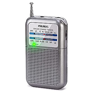 PRUNUS DE333 Portable Radio Mini AM FM Pocket Transistor Radio with Excellent Reception, Tuning Knob with Signal Indicator, AAA Battery Operated for Walking and Jogging