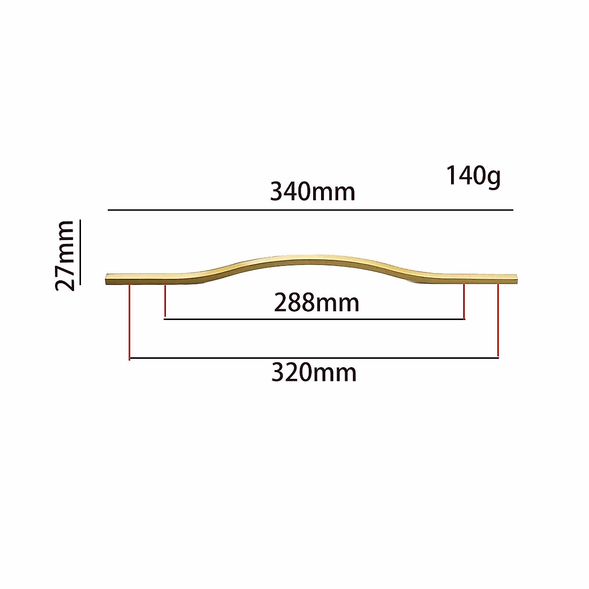 Gold Cabinet Knobs, Brass Double Hole Extended Handle, for Kitchen Cupboard Doors, Closet, Dresser Drawer (Color : C)