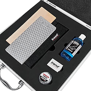 Trend Essential Diamond Sharpening Kit with 300/1000 Grit Bench Stone, Lapping Fluid, Leather Strop, Honing Paste, Cleaning Block & Sharpening Solutions Guide, DWS/KIT/H