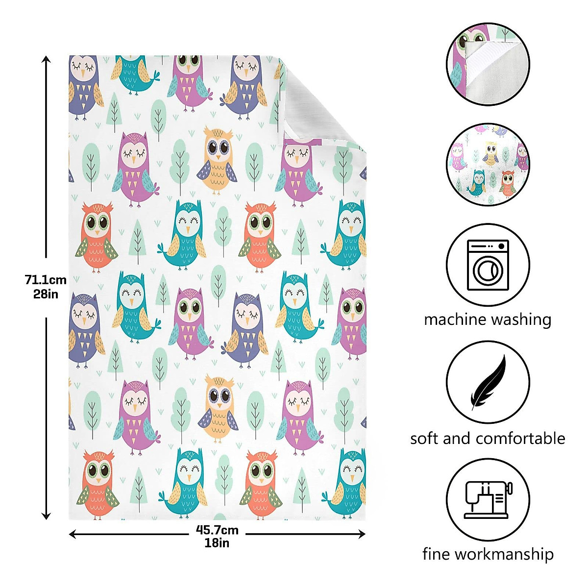 Kigai 6 Pack Tree Cute Owl Kitchen Towels Soft Highly Absorbent Dish Towels Reusable Tea Towels Set 28 x 18 Inch