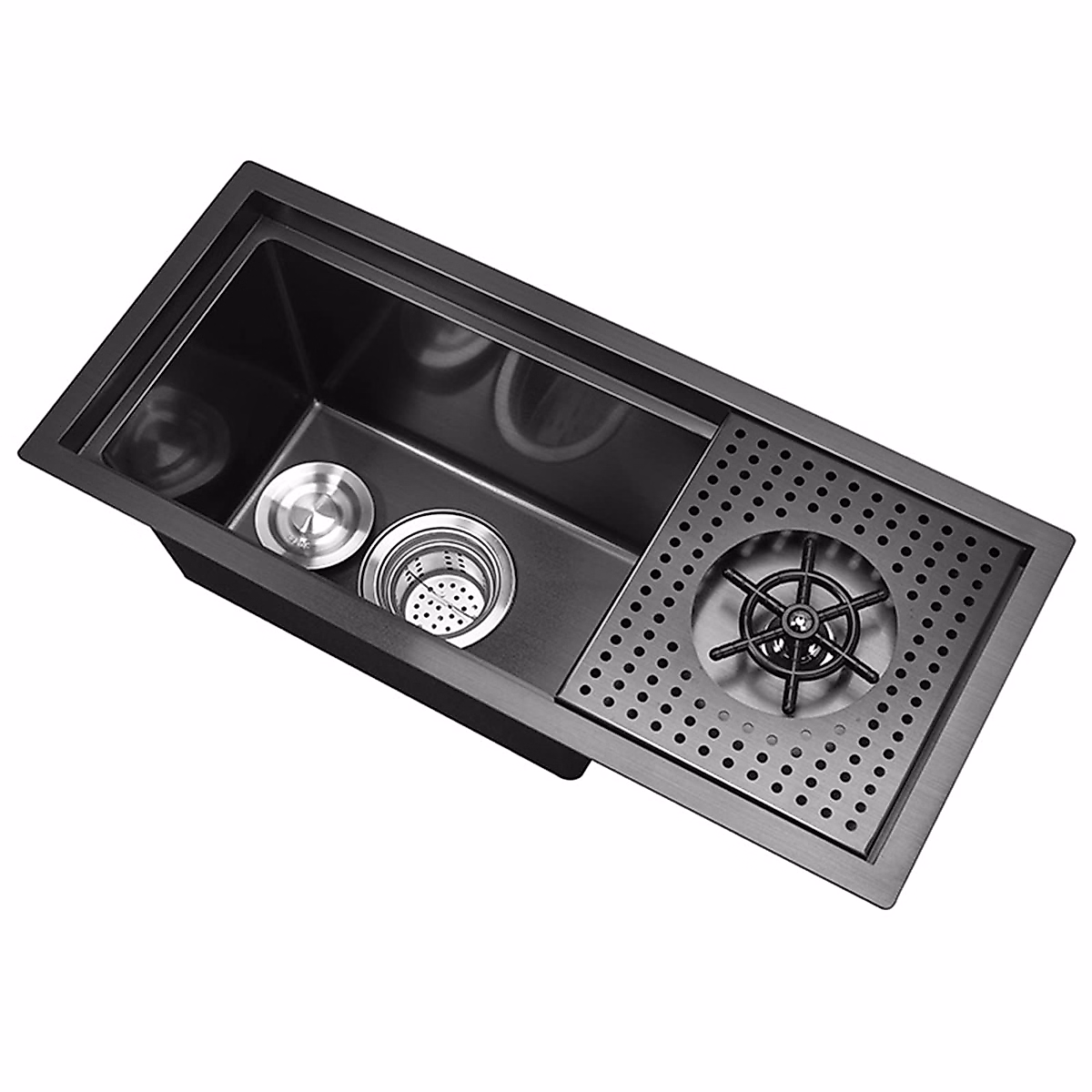 QINTH Bar Sink with Glass Rinser, Stainless Steel Undermount Prep Kitchen Sink, 23.4 X 10.2 Inches Single Bowl, for Hotel Cafe Restaurant Workstation