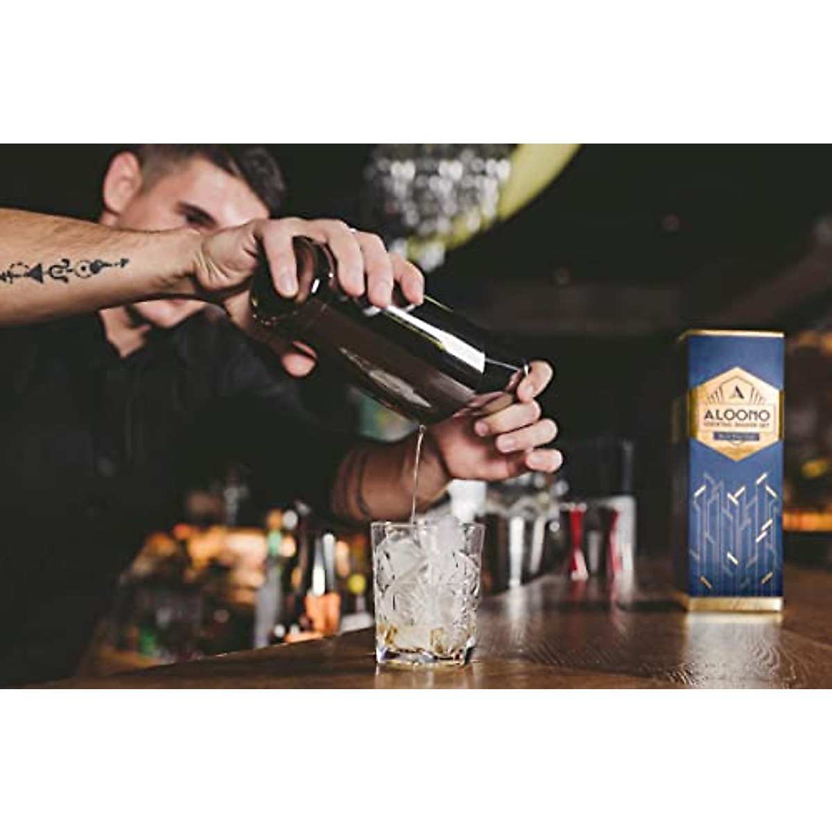 ALOONO 11-Piece Black Boston Cocktail Shaker Set Bartender Kit | Drink Mixer Bar Set | Cocktail Set Bar Accessories: Martini Shaker, Strainer, Jigger, Muddler, Spoon, & More