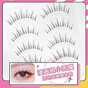 LASGOOS Fake Eyelashes Natural Look False Eye Lashes Daily Strip Cross Clear Band 6-12mm Cross Lashes Invisible Thin band Cute Lash for Wedding Daily Work Eye Makeup 5 Pairs