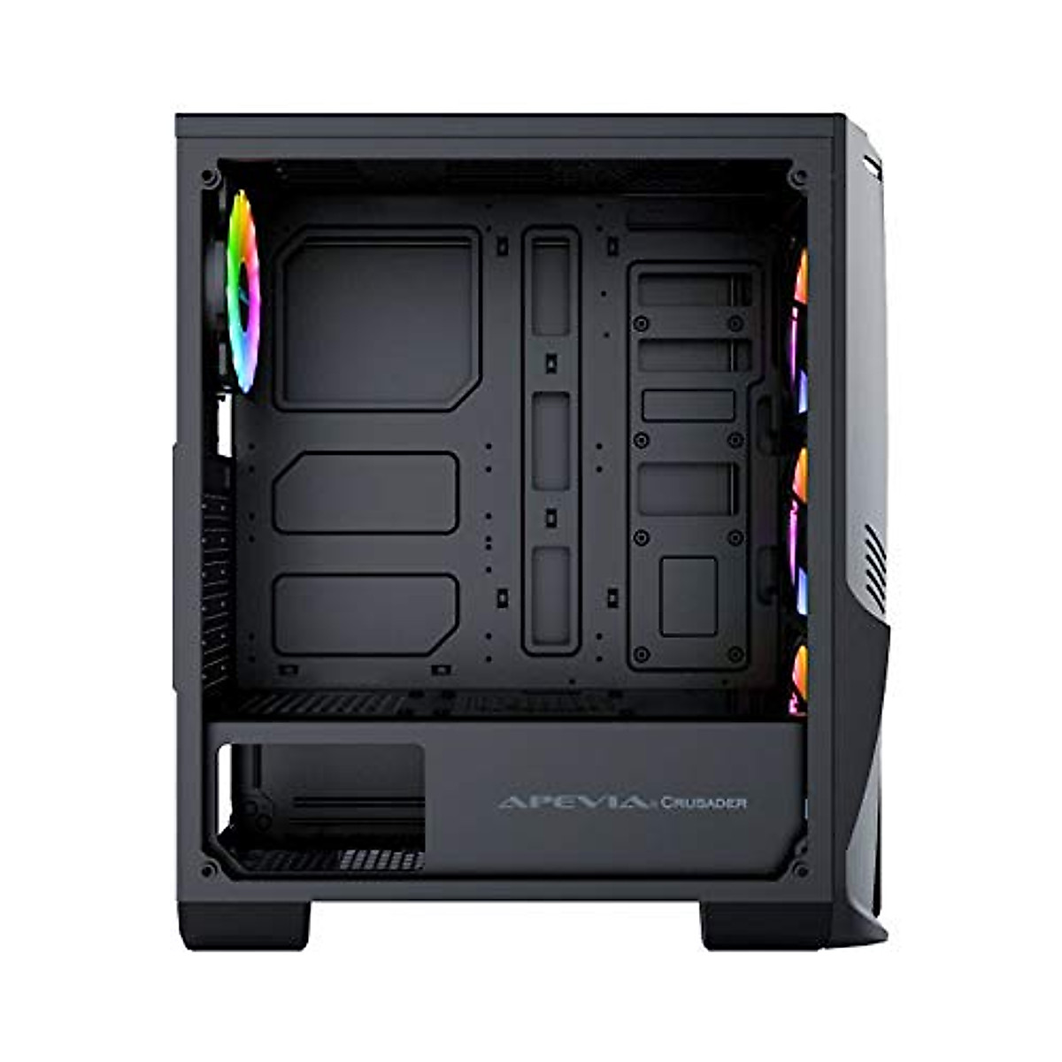 Apevia Crusader-F-PK Mid Tower Gaming Case with 1 x Full-Size Tempered Glass Panel, Top USB3.0/USB2.0/Audio Ports, 4 x RGB Fans, Pink Frame