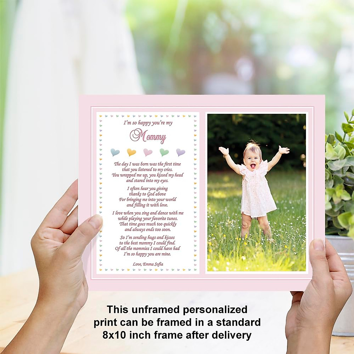 Baby Girl to Mommy Gift, Sweet Poem Personalized for Mom from Daughter, 8x10 Inch Custom Print
