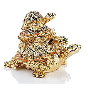 SEVENBEES Golden Sea Turtles Figurines Jewerly Trinket Boxes Hinged for Home Decor