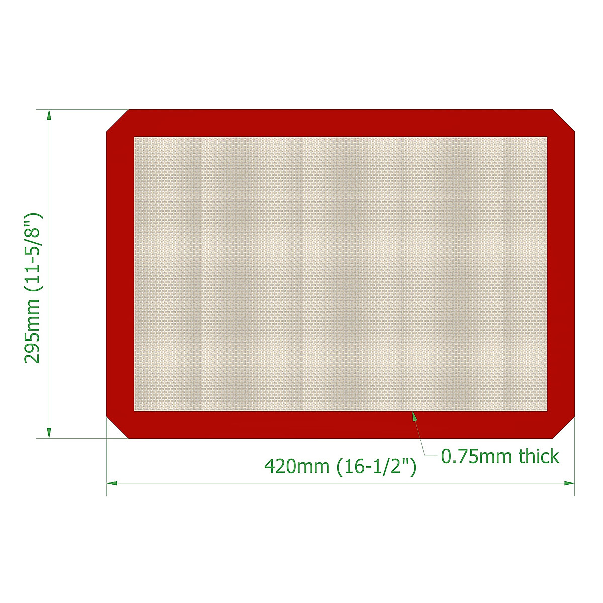 BEITEMAT Silicone Baking Mat - Set of 1 Non-Stick Half Sheet (16-1/2" x 11-5/8") Food Safe Silicone Mats for Baking - BPA Free