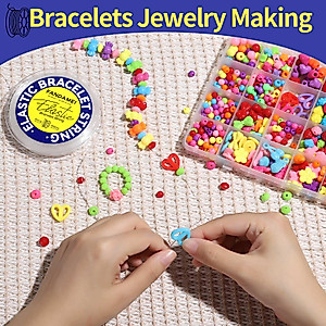 FANDAMEI 1mm Elastic Bracelet String Cord, Crystal Stretch Bead Cord for Bracelets Jewelry Making, Clear Stretchy Elastic String for Beading, Transparent Thread for Bracelet Necklace Making