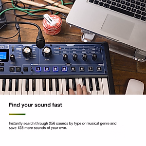 Novation MiniNova Analogue Modelling Compact 37 Mini-key Synth – Tough, compact, powerful mini-synth with pitch-correcting effect vocoder, 256 onboard sounds and five effects per voice layering Blue