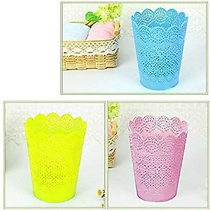 QinleePlastic Slim Oval Trash Can, Wastebasket, Garbage Container Bin for Bathroom, Bedroom, Home Office(Purple)