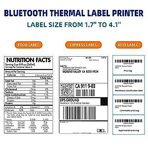 JADENS Bluetooth Thermal Shipping Label Printer - High Speed 4x6 Wireless Label Maker Machine, Support PC, Phone, USB for MAC, Compatible with Ebay, Amazon, Shopify, Etsy, USPS Barcode, Mailing