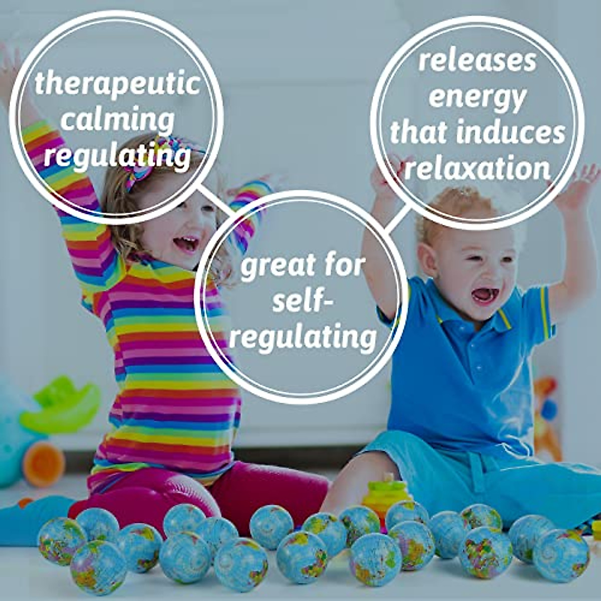 LovesTown 20 PCS Globe Squeeze Balls, 2.5 Inch Earth Stress Relief Balls Foam Squeeze Balls Educational Stress Balls for Finger Exercise School Carnival Reward Party Bag Gift