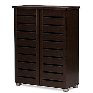 Wholesale Interiors Baxton Studio Adalwin Modern and Contemporary 2-Door Dark Brown Wooden Entryway Shoes Storage Cabinet, SC863522-Wenge