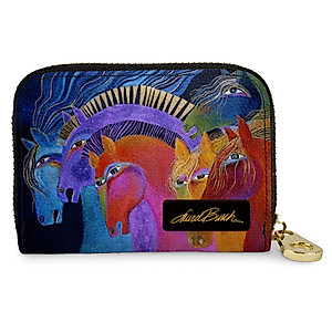Monarque RFID Secure Armored Zipper Wallet by Laurel Burch (Wild Horses of Fire)