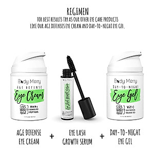 Body Merry Eye Lash Growth Serum – Boost Natural Brows and Lashes – Intense Conditioner and Volumizing Treatment with Biotin and Peptides, 0.225 fl oz