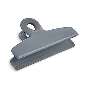 HIC Kitchen Large Heavy-Duty Clips, Soft-Grip Handles, Set of 2 Clips, 1 each Navy and Grey