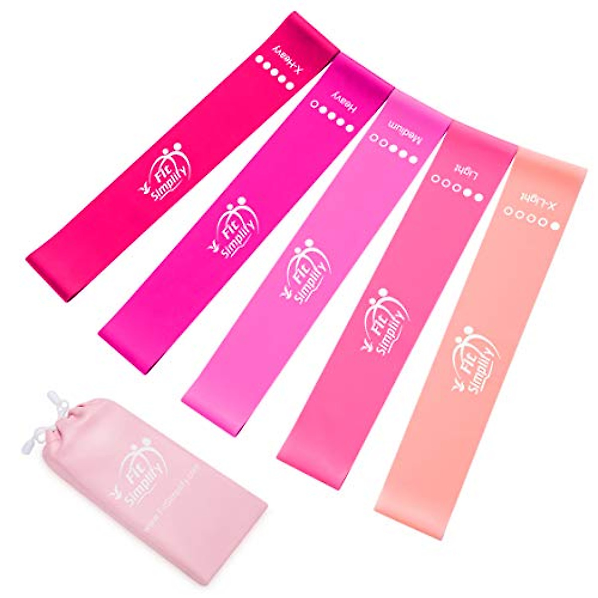 Fit Simplify Resistance Loop Exercise Bands with Instruction Guide and Carry Bag, Set of 5