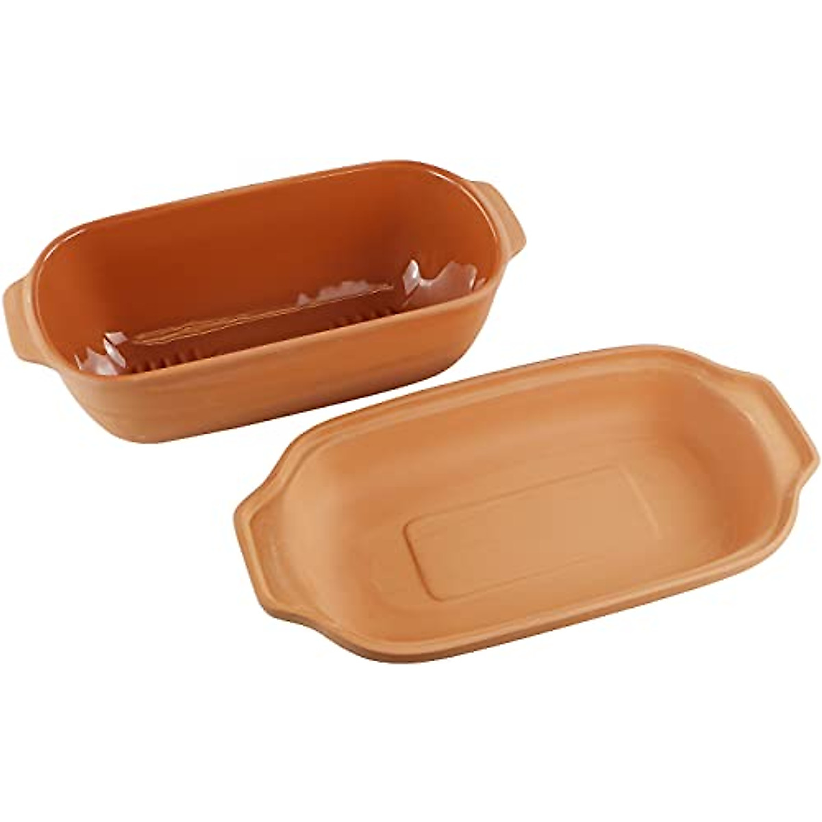 Eurita Clay Roaster, Non-Stick Bread Pan & Lid, Healthy Clay Pot Cooking, With Free Recipe Guide, 2 Quarts