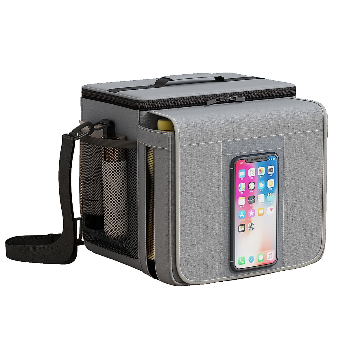 19.6L Large Capacity Hanging Shower Bag,12 Compartments Portable Shower Caddy, Waterproof Transparent Cell Phone Bag, Quick Drying Mesh Bottom,Essential for College Dorms,Traveling Shower Caddy