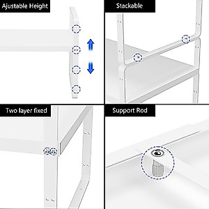 SANNO Expandable Cabinet Shelf Rack, Stacking Shelf Large Kitchen Cupboard Organizer Stackable Counter Shelf Organizer Large Expandable Shelves, White 3 Pack