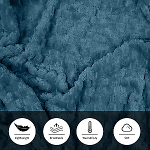 XKY Fleece Throw Blankets, Super Soft Flannel Cozy Blankets for Adults, Home Fleece Throw Blanket for Couch or Bed, Throw Size Warm Plush Blankets for All Season (70"×80", Blue)