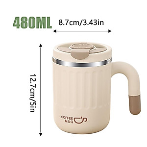 Insulated Coffee Mug - 480ml Coffee Tumbler | Vacuum Insulated Tumbler Cup with Handle & Lid | Double-Walled Portable Travel Mug | Leak-Proof Thermal Drink Container for Home, Ofice & Camping
