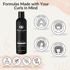 Royal Locks Pro Curl Cream Gel + Clean Curls Shampoo Trial - Lightweight Curl Defining Cream, plus Gentle Curl Friendly pH Balanced Cleansing (7.5 fl oz & 3 fl oz)