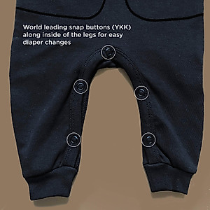 The Tiny Universe Tuxedo Onesie for Fancy Baby Boys, Body Suit with Satin Bow-Tie, Jumpsuit Gentleman Wedding Outfit (All Black, 80 / 12M)