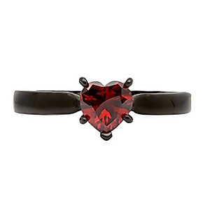 Red Heart Love Black Stainless Steel Promise Engagement Wedding Ring (6)