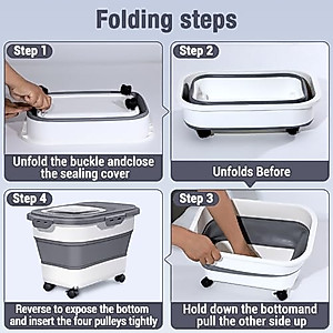 Muibe Dog Food Storage Container 20-23 LBS, Dog Food Storage,Pet Food storage Containers, Collapsible Airtight Dog Food Containers with Clear Lid, Measuring Cups