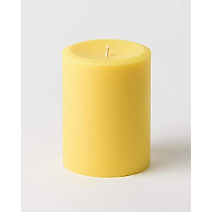 3" x 4" Hand Poured Solid Color Unscented Pillar Candles Set of 3 (Yellow)