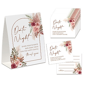 Date Night Ideas for Couples, Date Night Games, Bridal Shower Decorations, Popular Bridal Shower Games for Couples, Including 1 Sign And 50 Date Night Ideas Cards DATEN006