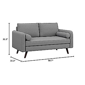 Lifestyle Solutions Calgary Upholstered Loveseat, (59" Long x 32" Deep), Grey