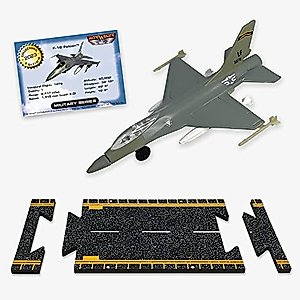 Hot Wings Planes F-16 (Military Markings) Jet with Connectible Runway,Grey