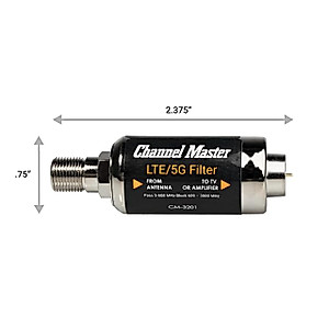 Channel Master LTE/5G Filter – Reduces Pixelation & Signal Issues from LTE, 4G, 5G Interference, Indoor/Outdoor Use, Built-in O-Ring for Weather Protection, Enhances OTA Digital HDTV Signal Quality