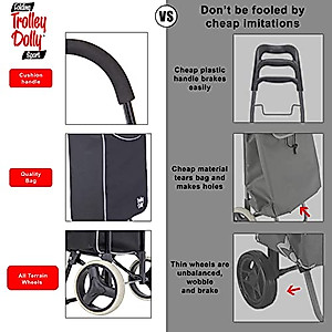 dbest products Trolley Dolly Sport Foldable Shopping cart for Groceries with Wheels and Removable Bag and Rolling Personal Handtruck Carrito de Compras con Ruedas, Black