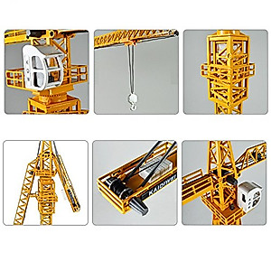 Tipmant Large Size Alloy Die-cast Model Toy Diecast Tower Slewing Crane Truck Vehicle Miniature Car 1:50 Gift for Kids Height 20 inch