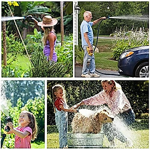 Expandable Garden Hose, Water Hose 50ft with Triple Layer Latex Core, Extra Strength Fabric Lightweight & No-Kink Flex Water Pipe with 10 Function Nozzle