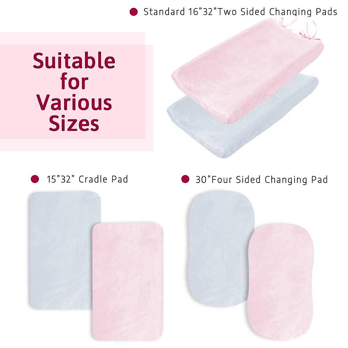 Linen Changing Table Pad Cover Baby Changing Pad Cover Gray Pink Changing Table Cover Diaper Changing Pad Cover for Girl