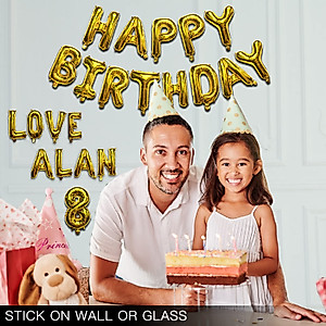 Personalized Name Happy Birthday Balloons Letters Kit, DIY Custom Name Birthday Banner, 2 Sets A- Z & 0-9 16'' Letters and Numbers with 2 LED Light for Birthday Party Decorations Gold