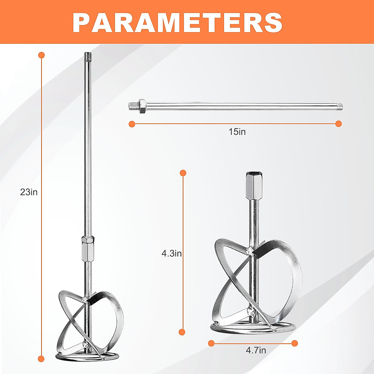 NorthSpoor Concrete Mixing Head, Cement or Paint Mixer Drill Bit Accessories,Exclusive Accessories For M14 Cement Mixer, Segmented S Mixing Head,23.63Inches