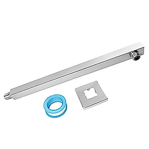 NearMoon 16 Inch Shower Arm, Rain Shower Head Extension Extender, With Flange and Teflon Tape, Made of Thicken Stainless Steel for Bathroom Rainfall Showerhead (Chrome Finish)