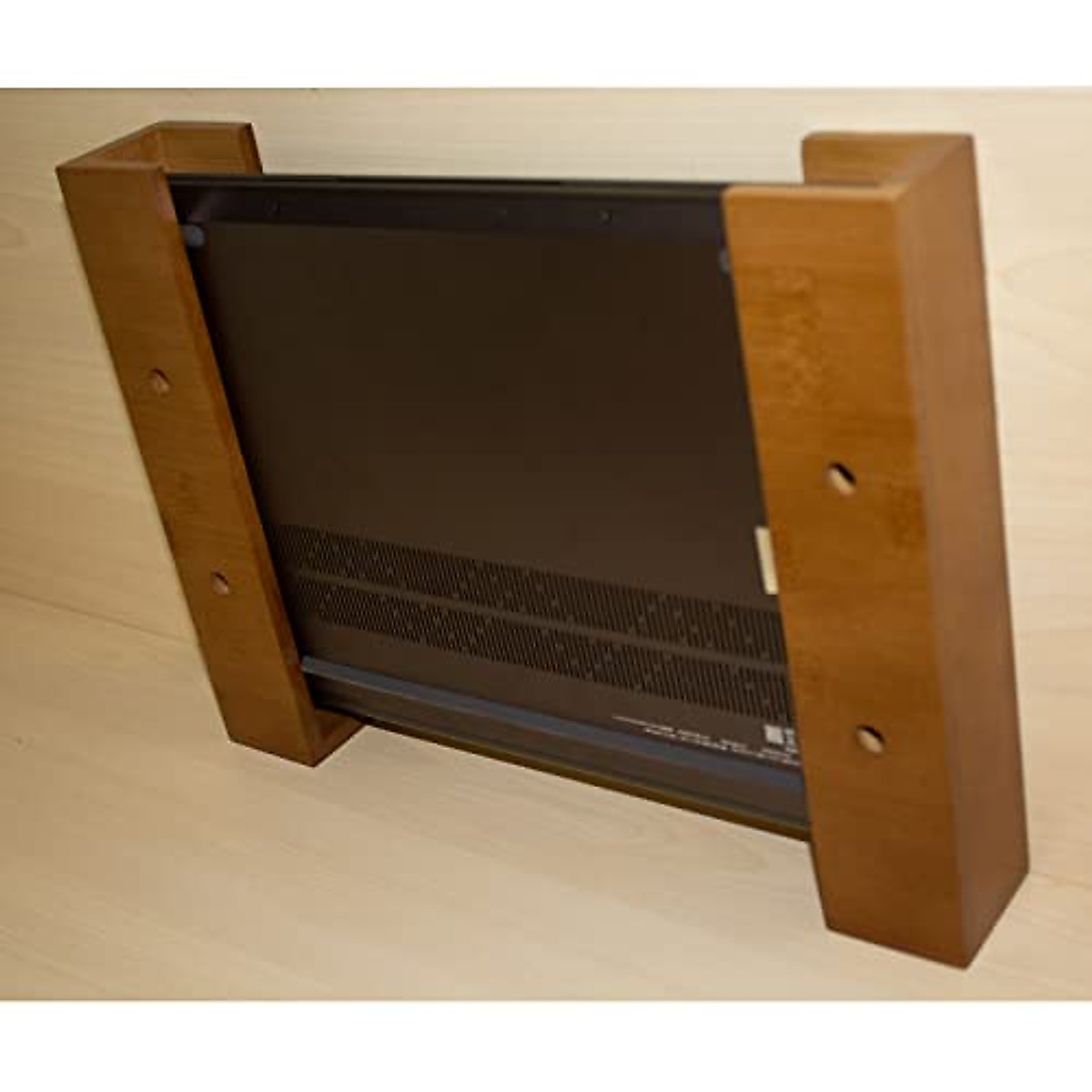 Orisell Bamboo Under Desk Laptop Mount with Screw,Under Desk Laptop Holder,Real Hardwood (Brow-Long)