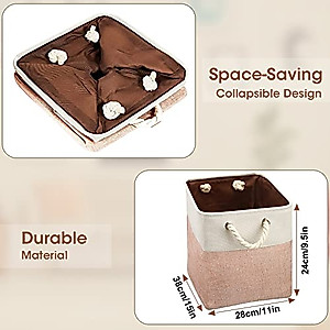 9 Pieces Cube Storage Bins 11 x 11 x 11 Inch Fabric Storage Cubes Basket Cube Storage Organizer Bins Baskets for Cube Storage Collapsible Storage Bins White and Pink for Closet Shelves, Clothes Toys