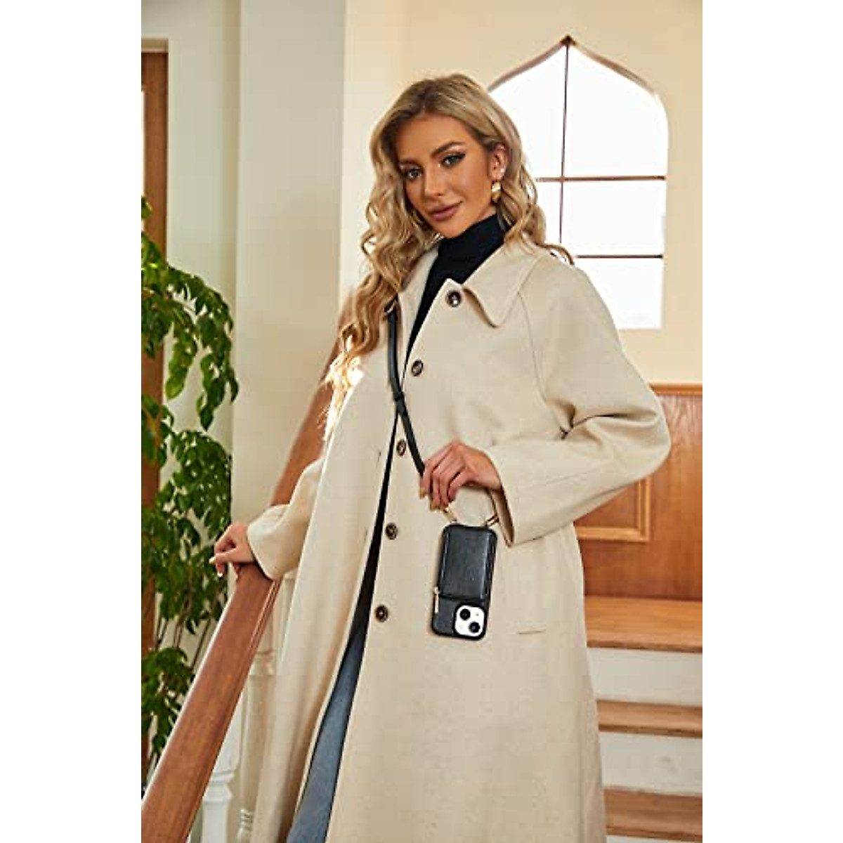 ZVE for iPhone 14 Plus Crossbody Wallet Case for Magsafe, Magnetic Phone Case with RFID Blocking Card Holder Wrist Strap for Women, Zipper Leather Cover for iPhone 14 Plus, 6.7"-Black