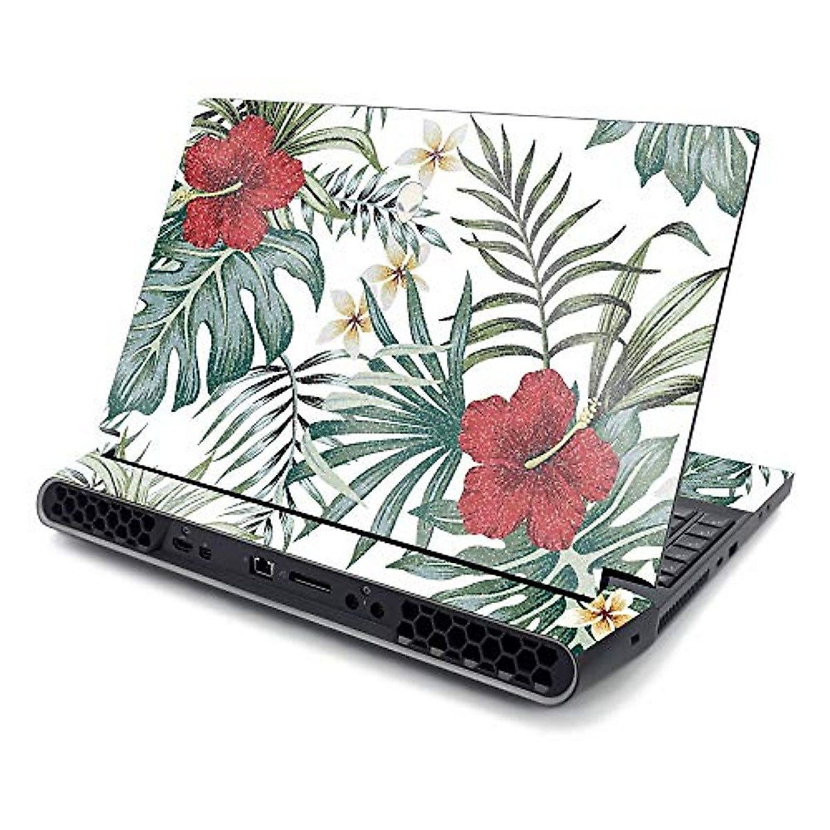 MightySkins Glossy Glitter Skin Compatible with Alienware Area-51M 17" (2019) - Tropical Hibiscus | Protective, Durable High-Gloss Glitter Finish | Easy to Apply and Change Style | Made in The USA